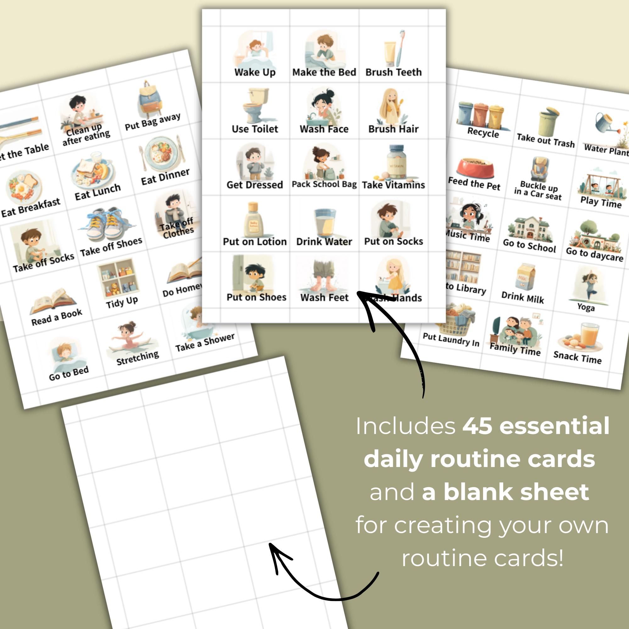 Magnetic Kids Routine Chart, Editable Visual Schedule (canva PDF ...
