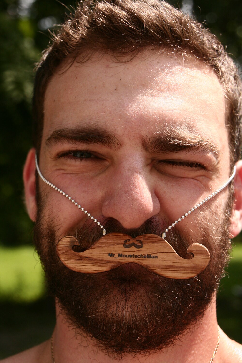 Emergency Moustache Necklace stained - Etsy
