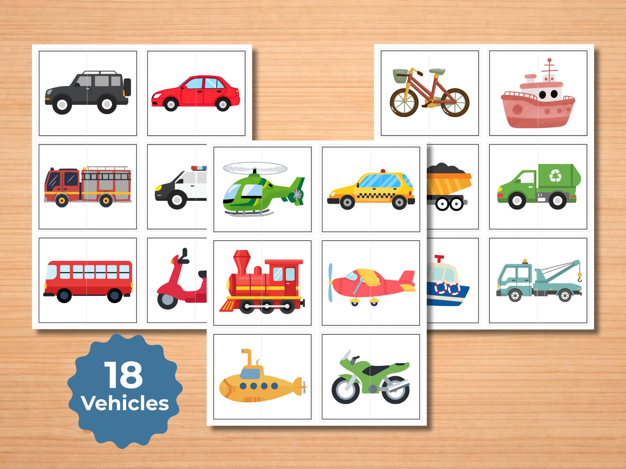 Vehicle Matching Activity for Kids | Transportation Match Game ...