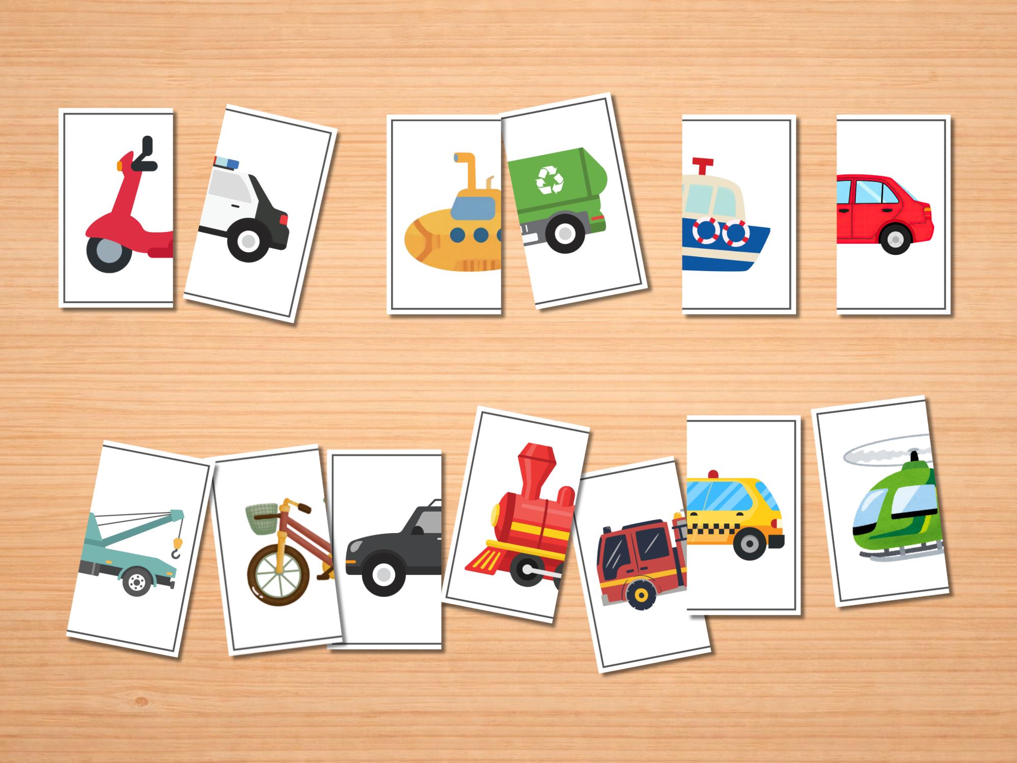 Vehicle Matching Activity for Kids | Transportation Match Game ...