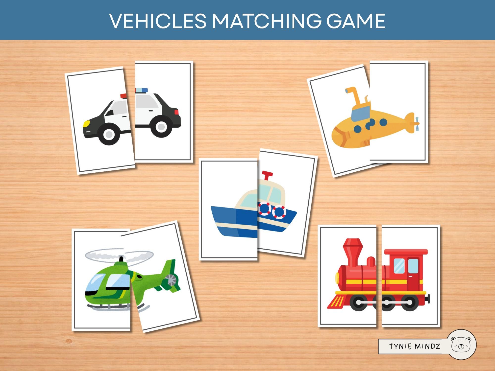 Vehicle Matching Activity for Kids | Transportation Match Game ...