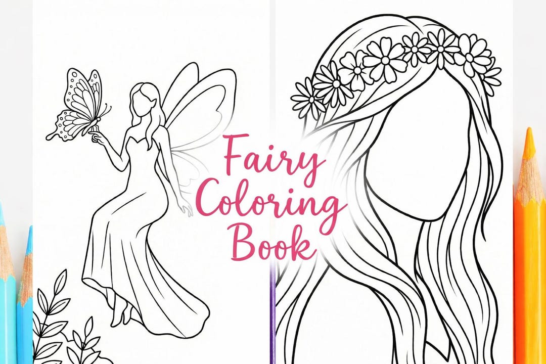 Fairy Coloring Book for Kids Cute Fantasy Princesses Flowers and Magic ...