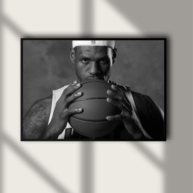 Lebron James Poster, Basketball Motivational Print, Black and White ...