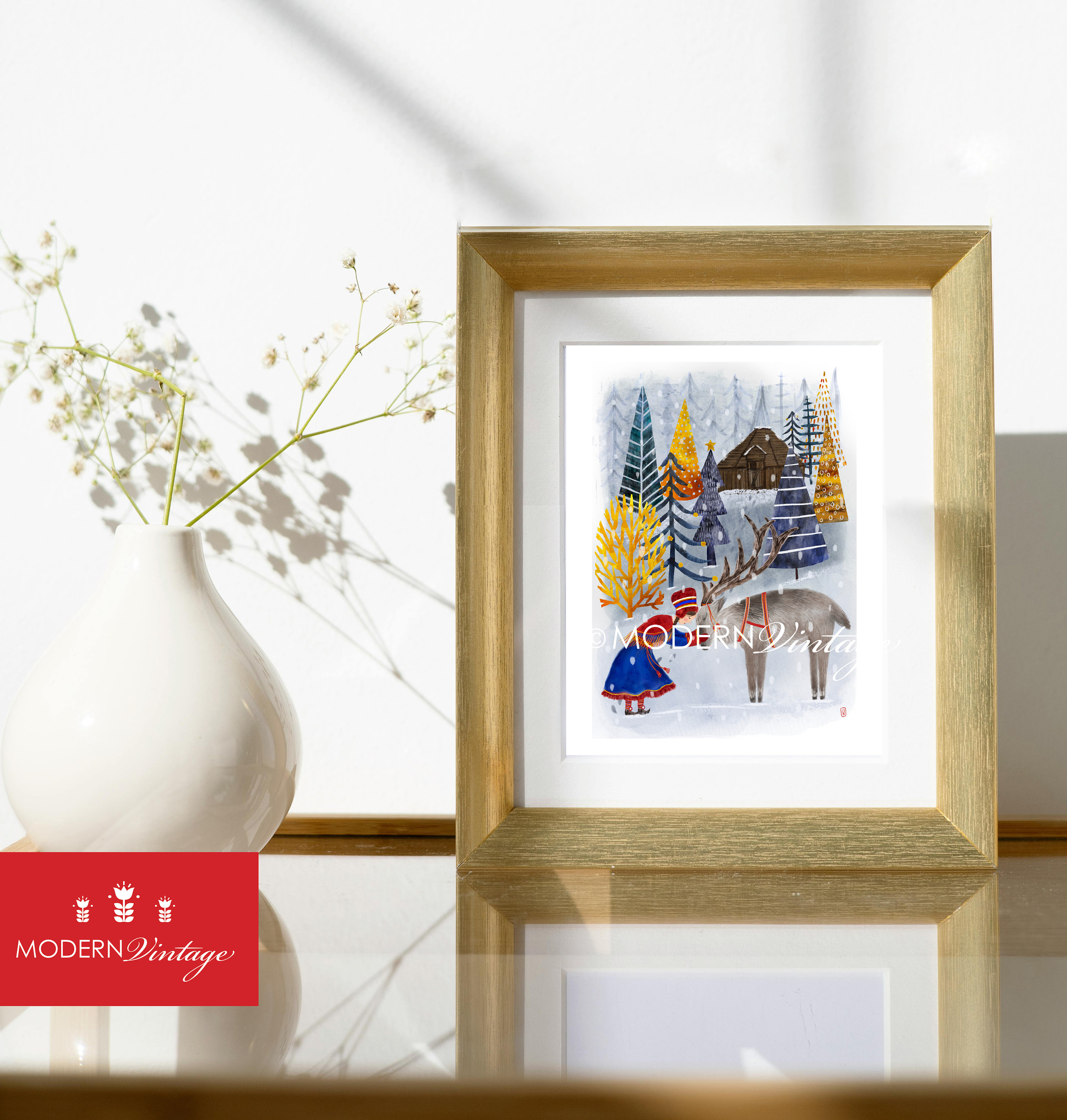 Sami Girl and Her Reindeer Art Print **not Framed - Etsy