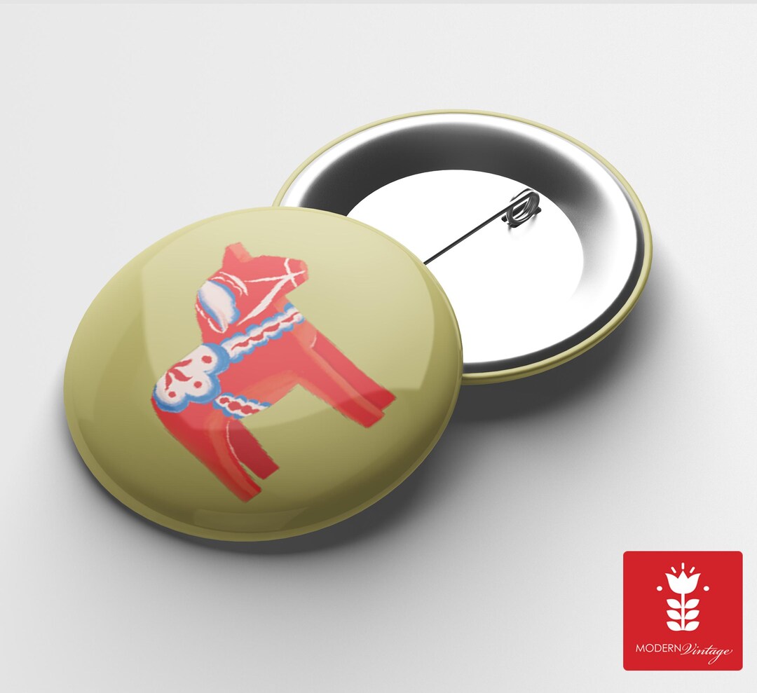Scandinavian Dala Horse & Nordic Skier Pin/button Set 1.25 Inches - Etsy