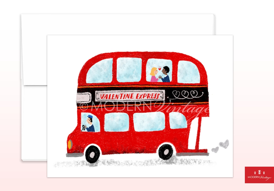 Love Bus Double Decker Valentine Card - Etsy