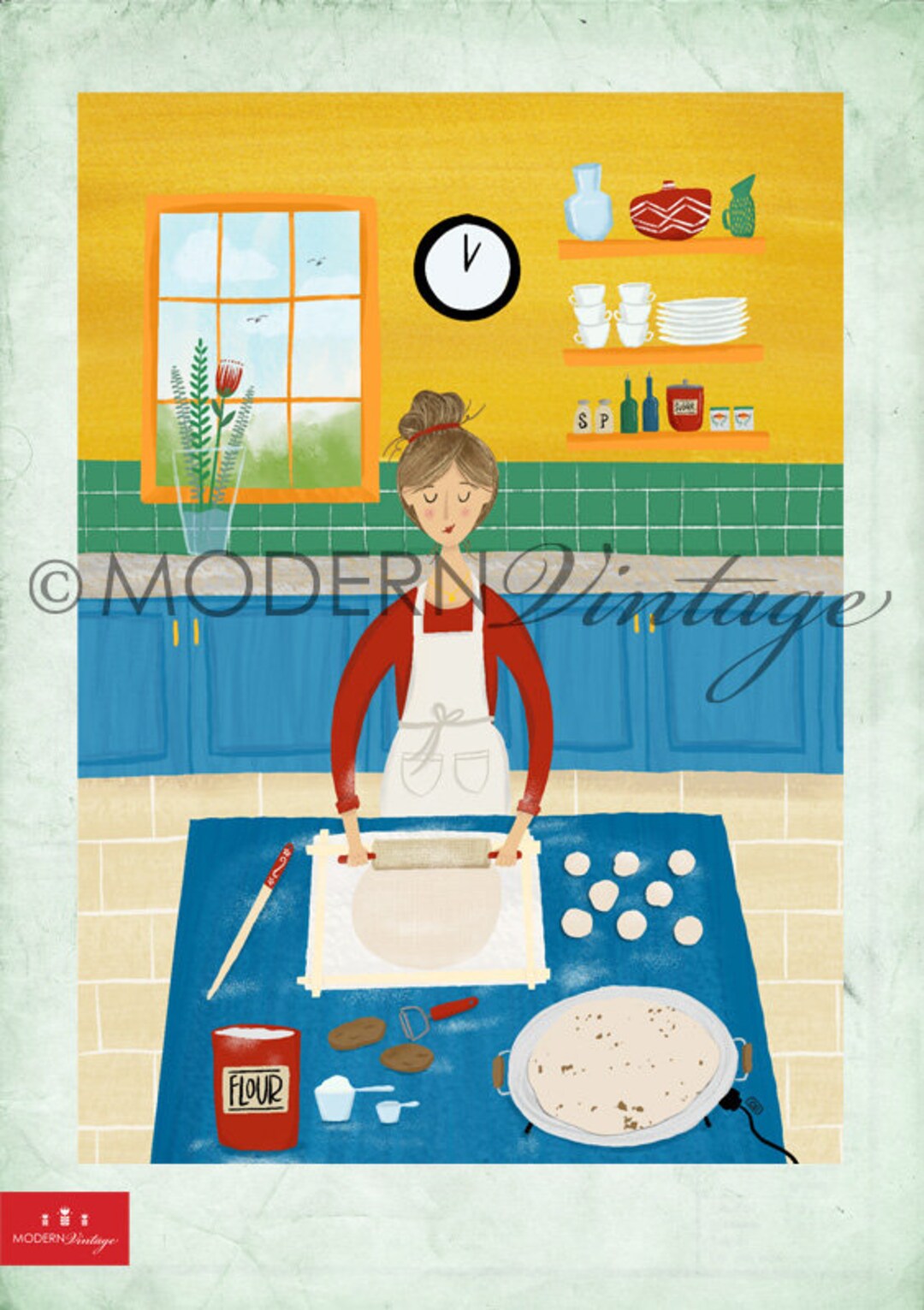 11x14 Lady Rolling Lefse Illustrated Print - Etsy