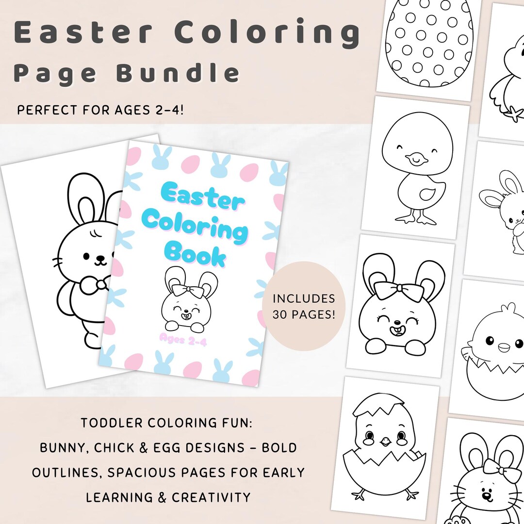Easter Coloring Book Toddlers 2-4 | Printable PDF Canva Template ...