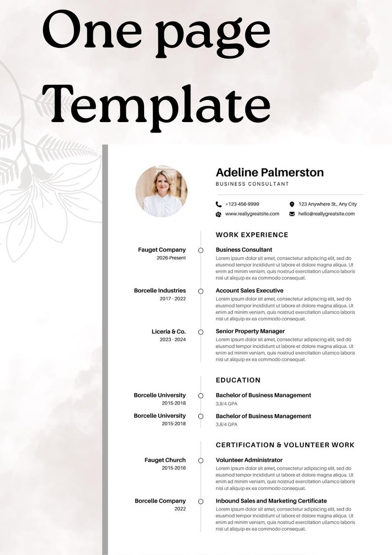 Minimalist Resume Template, Canva Editable, Cover Letter (digital ...