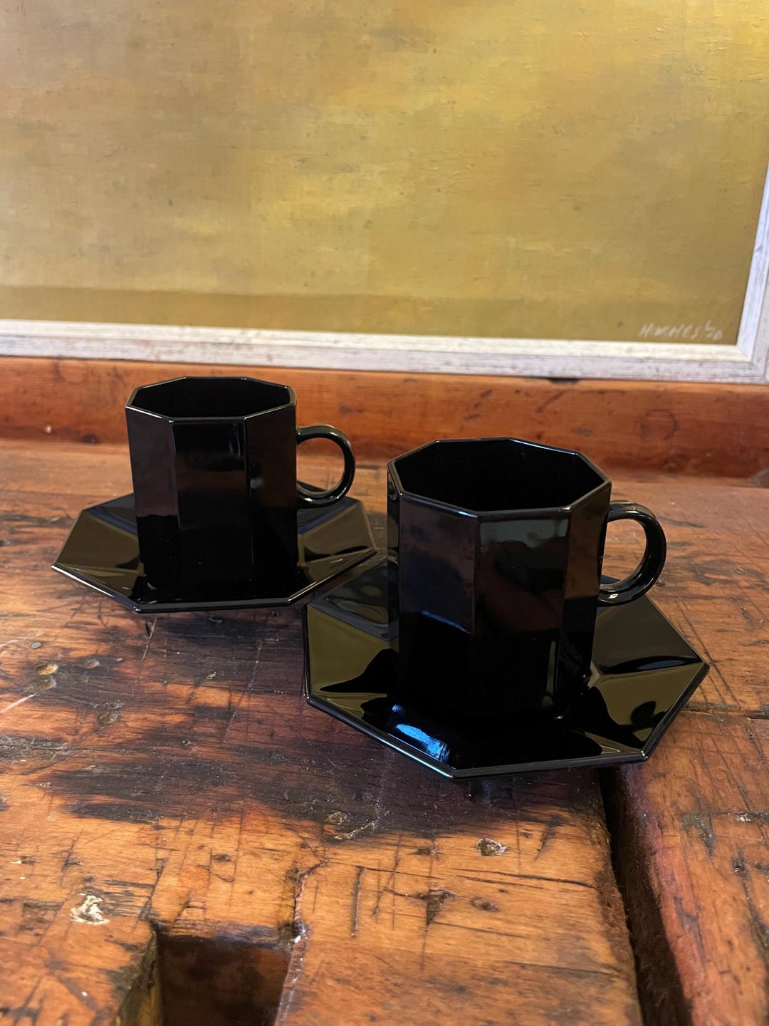 Set of 2 Arcoroc Octime Mugs and Saucers - Etsy