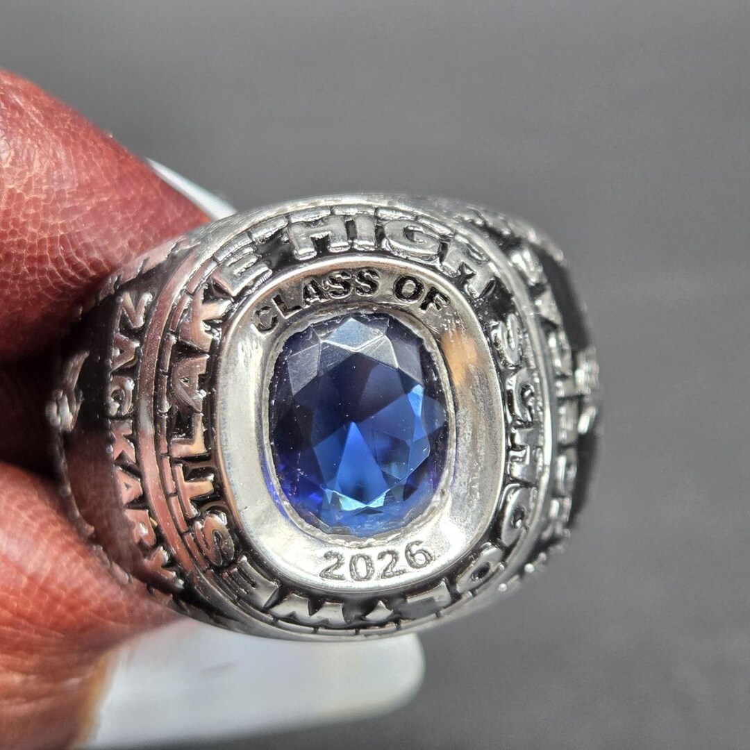Personalized High School Class Ring, 925 Silver, Custom Year Birthstone ...