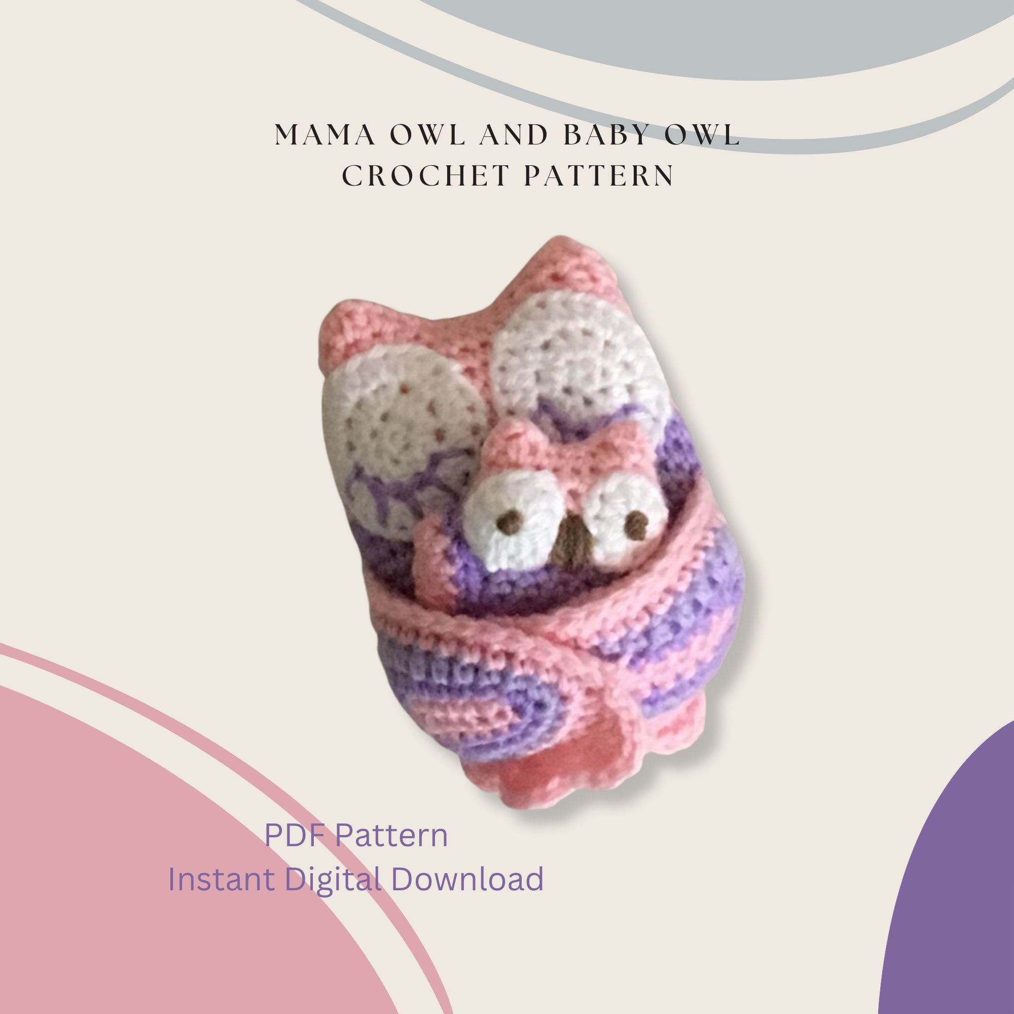 Mama Owl and Baby Owl Crochet Pattern, Cute Baby Owl, DIGITAL DOWNLOAD ...