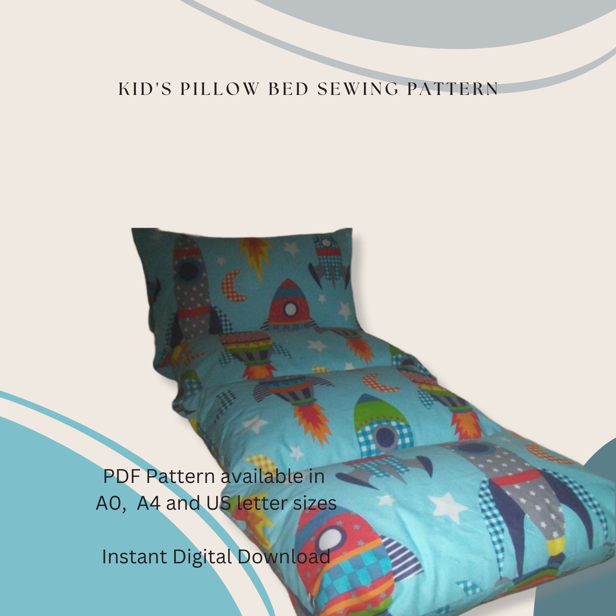 Kids Pillow Bed Sewing Pattern, Digital Download, PDF Pattern, Pillow ...