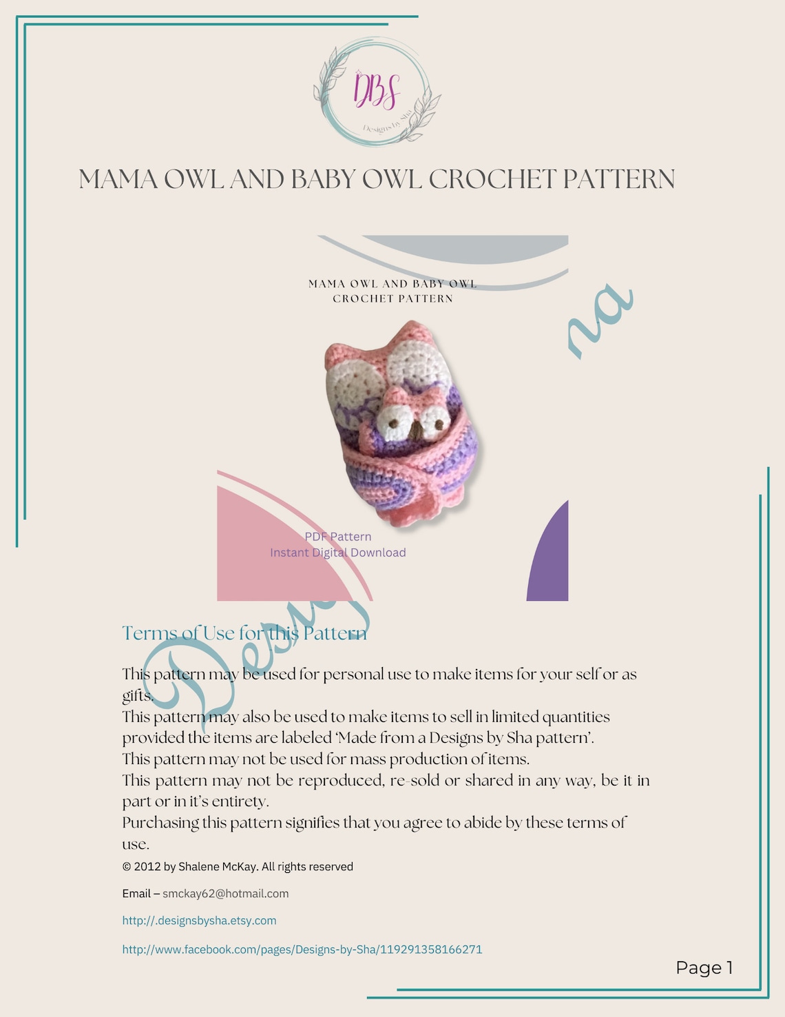 Mama Owl and Baby Owl Crochet Pattern, Cute Baby Owl, DIGITAL DOWNLOAD ...