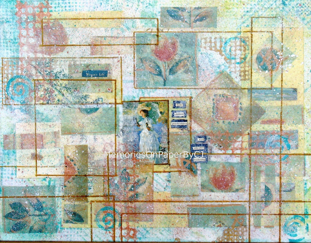 Impressionistic Wall Collage Original Woman III Mixed Media Collage in ...