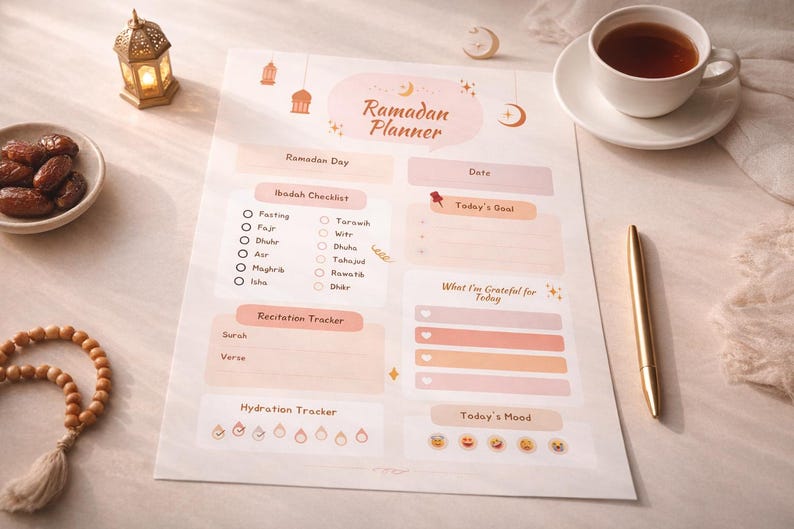 Ramadan Daily Planner, Ibadah Tracker, Prayer Journal (digital Download ...