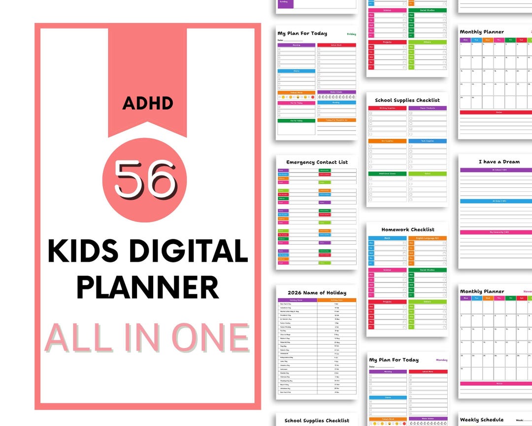 Ultimate 2026 ADHD Planner for Kids Digital School Tracker Kids Routine ...