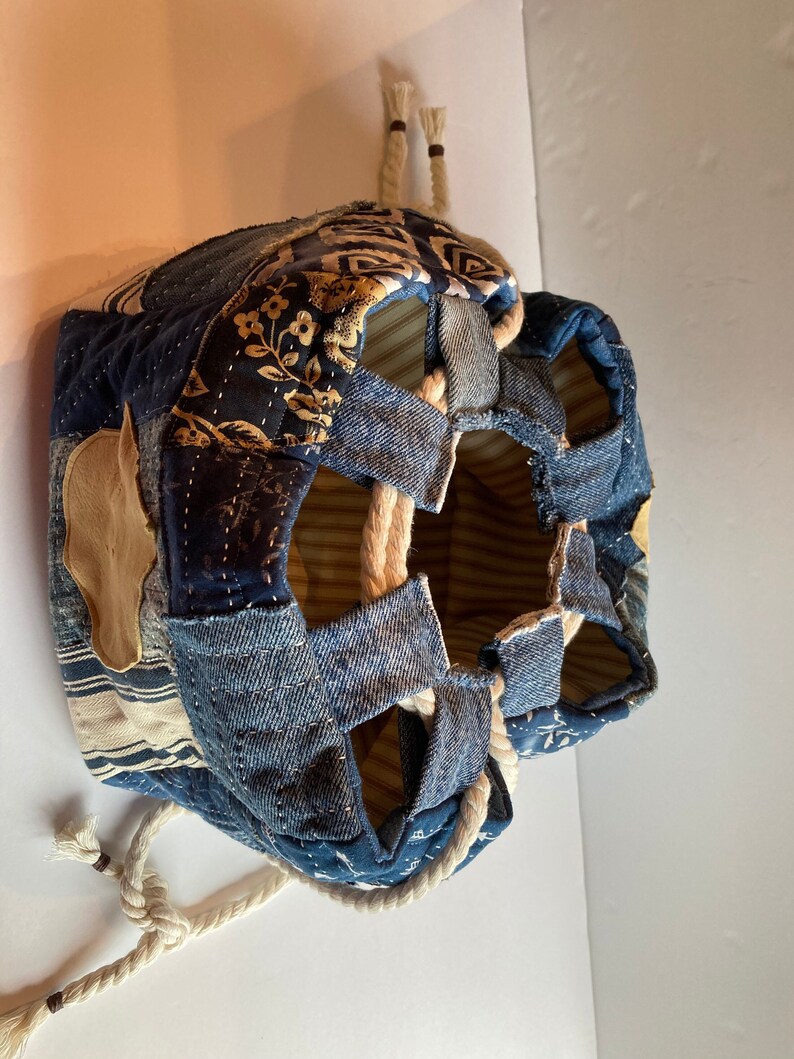 Japanese Boro/sashiko Inspired, Hand Made/ Hand Stitched, Denim/cotton ...