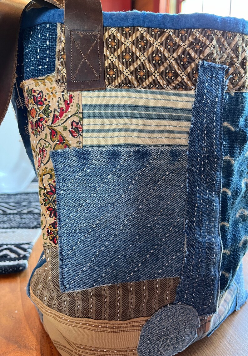 Japanese Boro/sashiko Inspired, Hand Made/ Hand Stitched, Denim/cotton ...