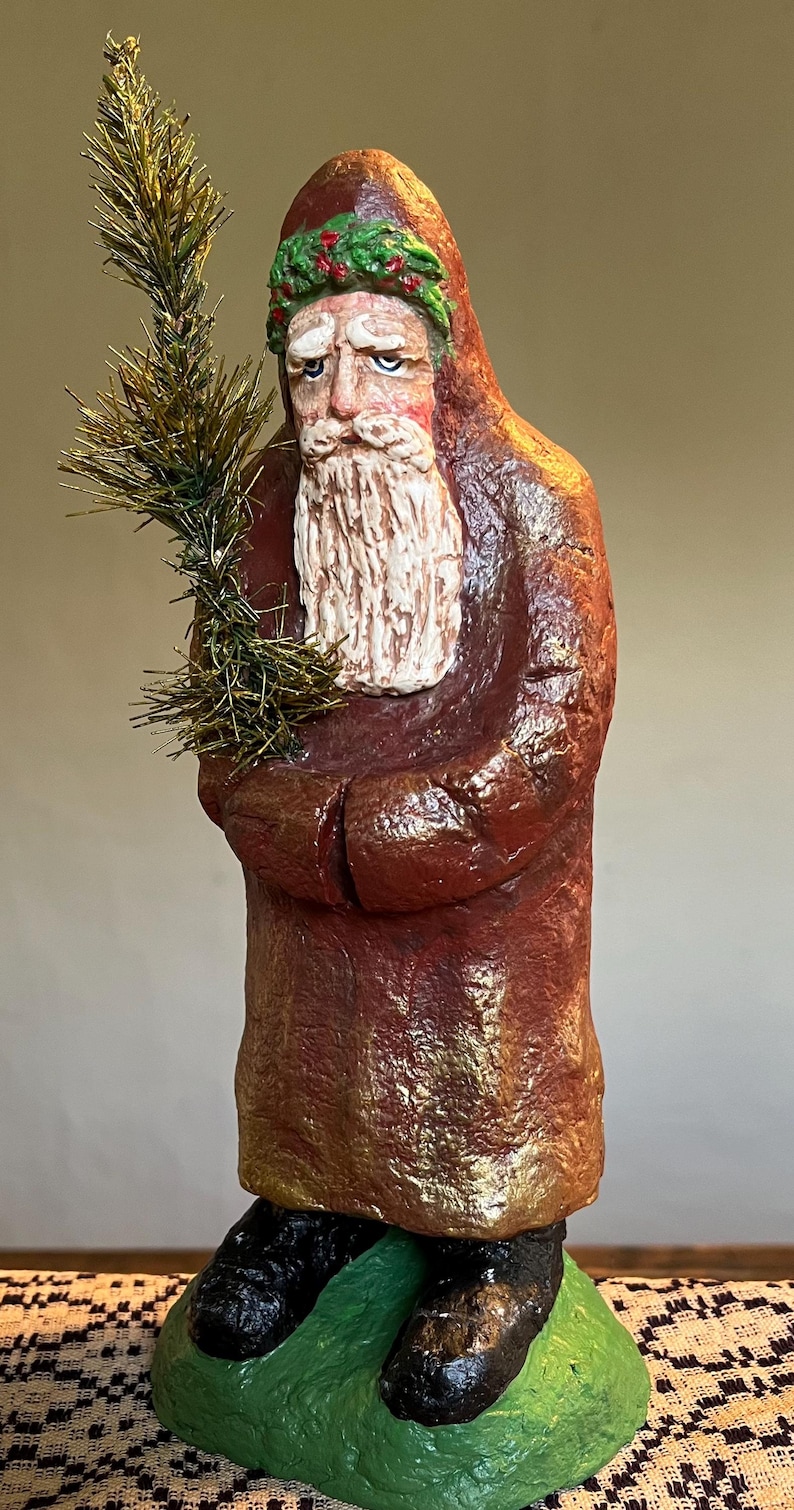 Hand Sculpted, Hand Painted, Paper Mache/ Paper Clay, Father Christmas ...