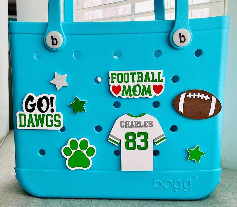 Personalized Football Bogg Bag Charm, Customized Sports Bits, School ...