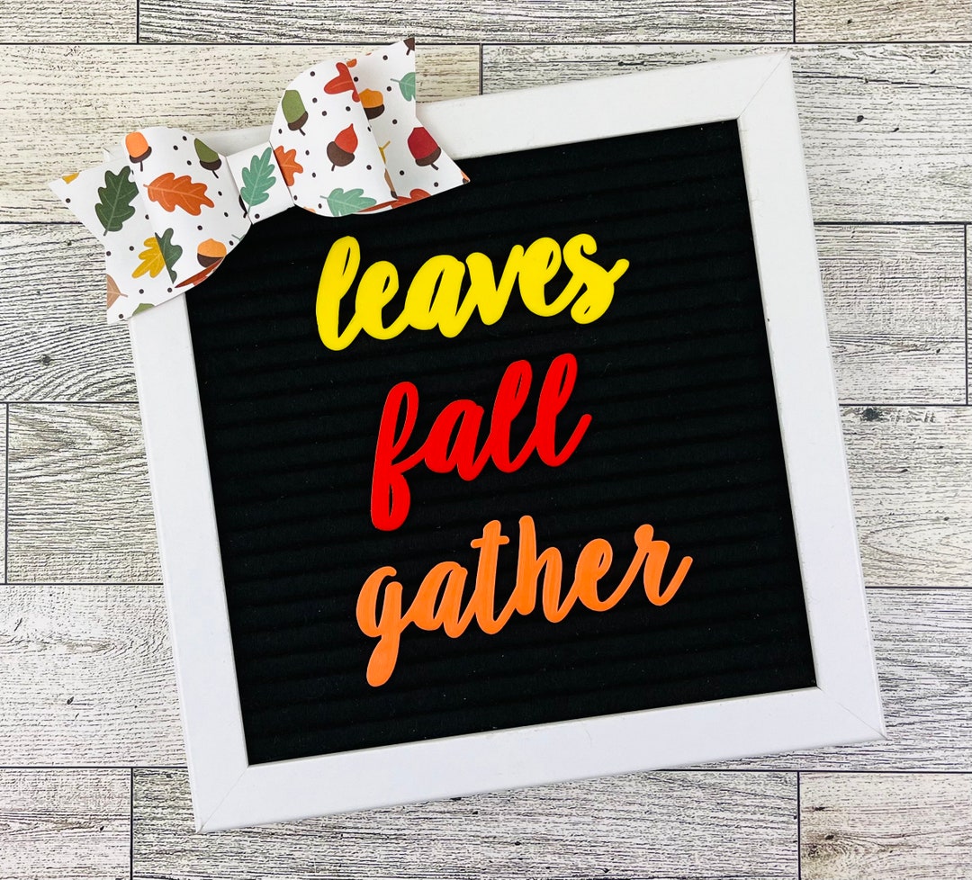 Letter Board Script Autumn Words, Gather, Falling Leaves Sign, Felt ...
