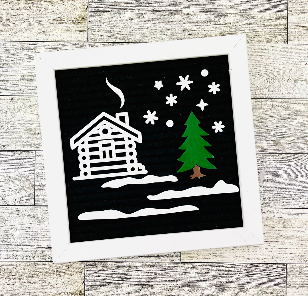 Letterboard Christmas at the Cabin, Winter Scene, Holiday Decor for ...