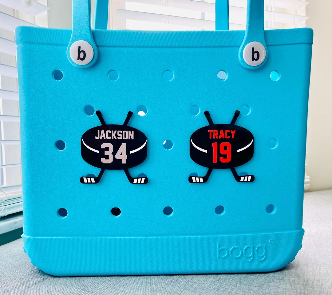 Personalized Hockey Puck Bogg Charm, Sports Bag Tag, Ice Hockey Custom ...