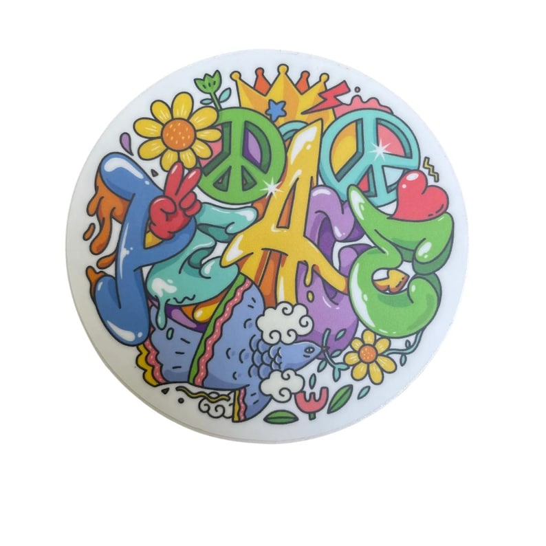 Graffiti Peace Vinyl Sticker: Bold Artistic Decal (3" Circle) - Etsy