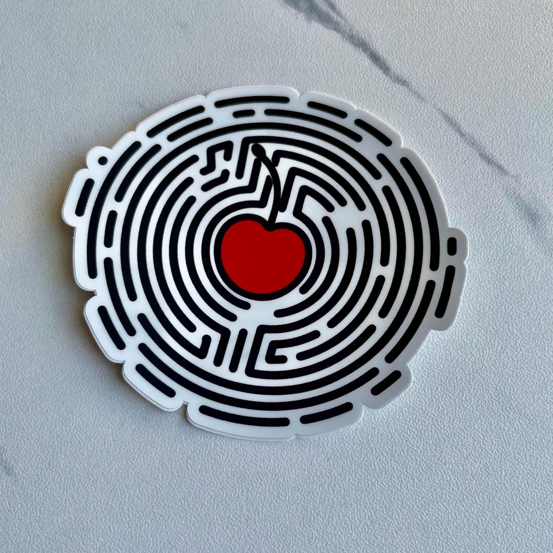Cherry Maze Sticker Fun Maze Design With Red Cherry Center Available in ...