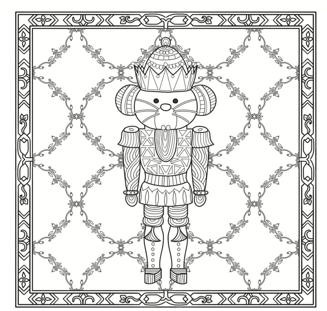 Nutcracker Mouse Printable Coloring Page, Zentangle Pattern, Instant ...