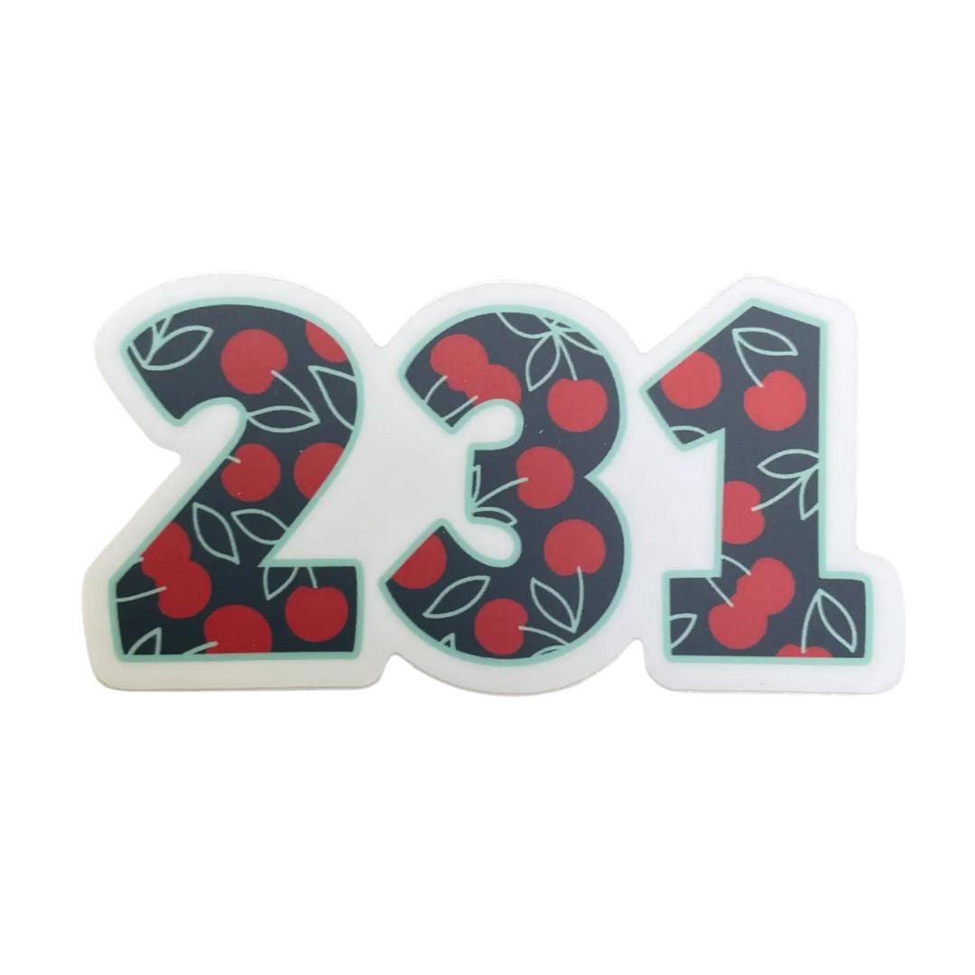 231 Area Code Cherry Vinyl Sticker - Traverse City MI - Etsy