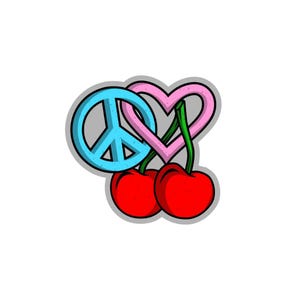Peace, Love, Cherries – Clear Vinyl Sticker | Retro Cherry Aesthetic, 3 ...