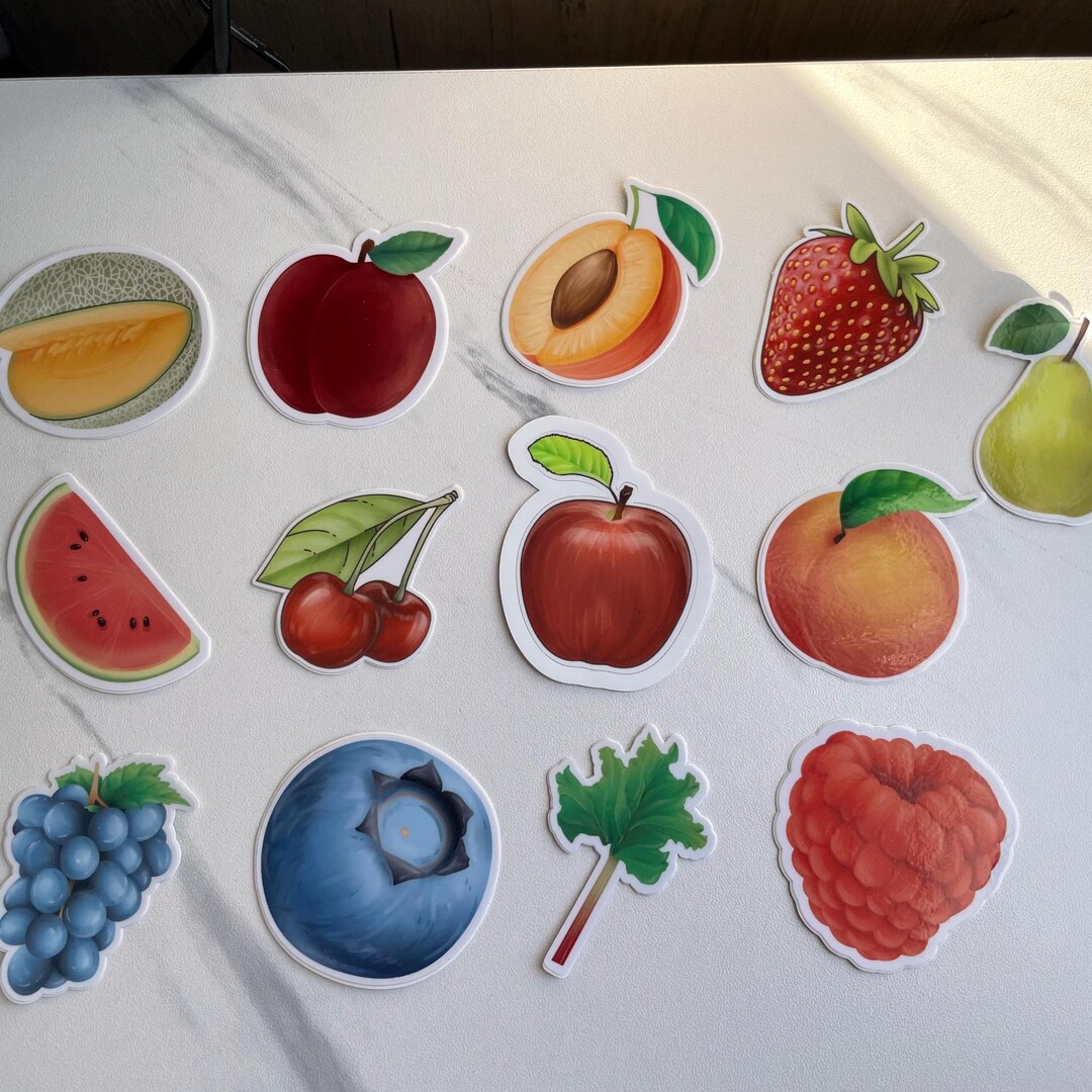 Vibrant Fruit Sticker Pack – 13 Fresh and Juicy Vinyl Stickers, 2" X 2 ...
