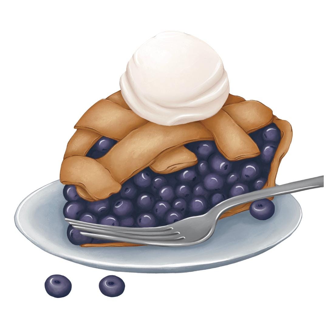 Blueberry Pie Vinyl Sticker, 3" X 2.6" Glossy Decal With Whipped Cream ...