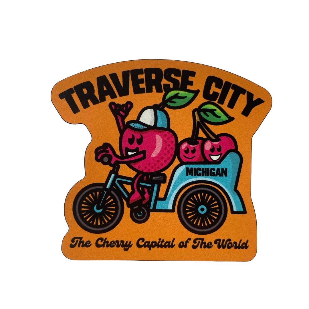 Traverse City Cherry Capital Magnet – 3" X 3" Cherry Bike - Etsy