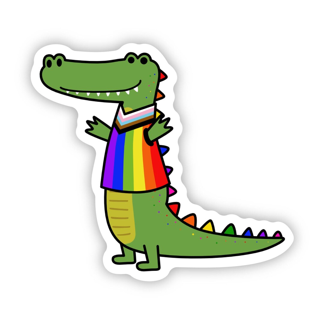 Ally-gator Pride Vinyl Sticker: LGBTQIA+ Alligator in Progress Flag ...