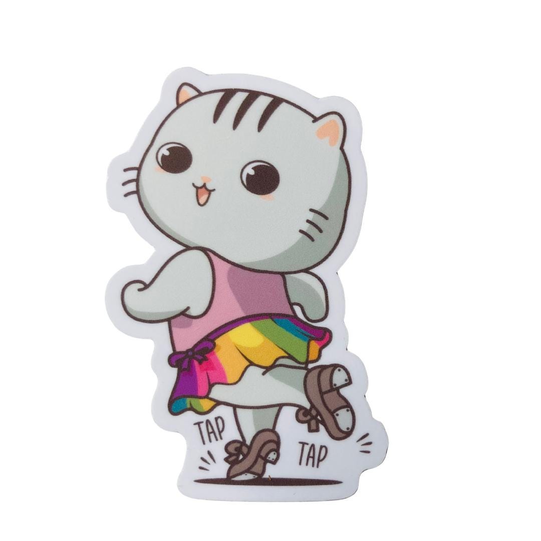 Tap Dancing Cat Sticker – Adorable Rainbow Skirt Design – 1.98" X 3" - Etsy