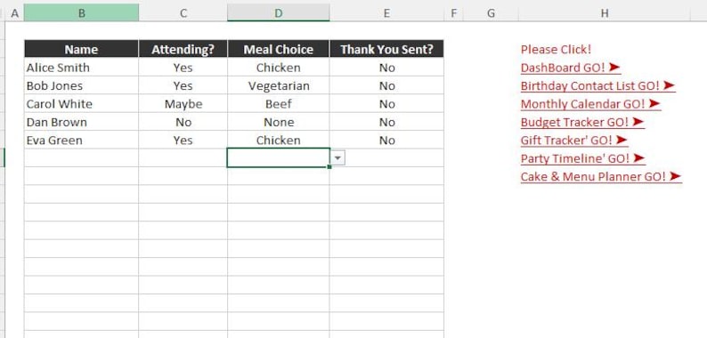 Birthday Party Planner Excel Template | Budget Tracker, Guest List ...