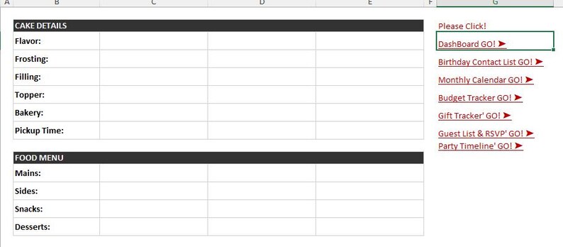 Birthday Party Planner Excel Template | Budget Tracker, Guest List ...