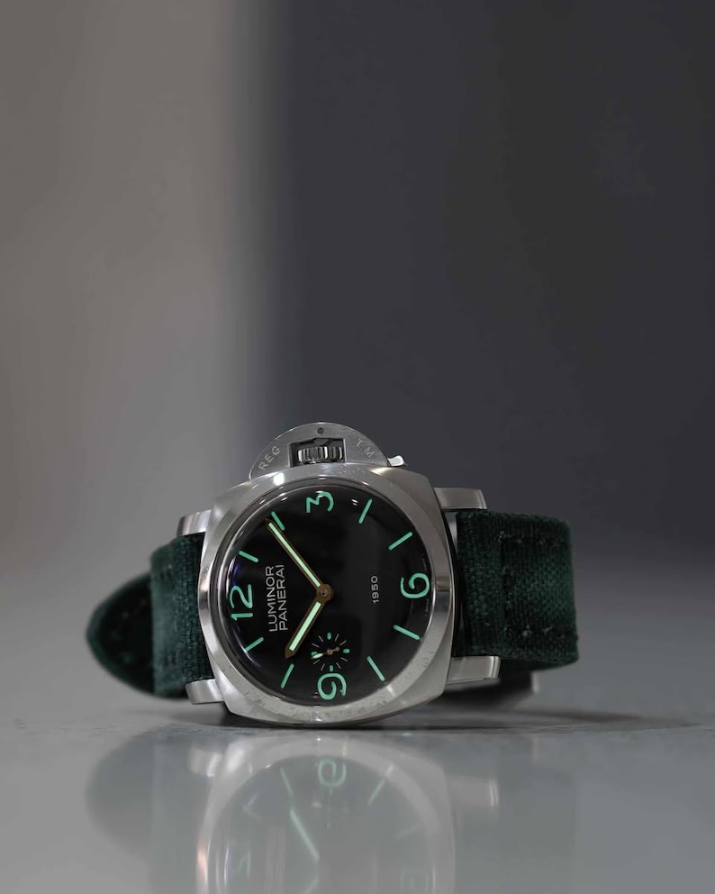 Uhrenarmband dunkel waldgrün – Band handgefertigt im Military Stil ...