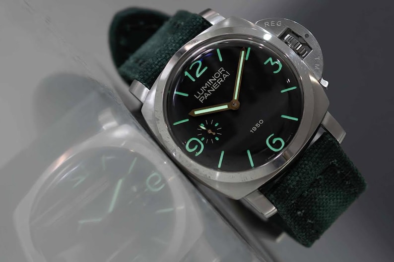 Uhrenarmband dunkel waldgrün – Band handgefertigt im Military Stil ...