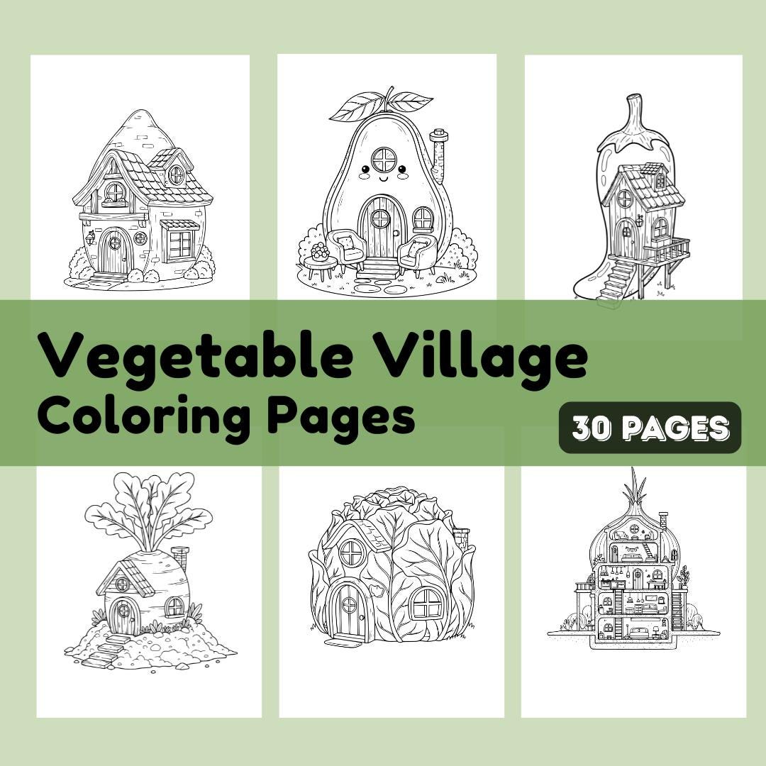 Vegetable Coloring Book, 30 Printable Pages for Adults & Kids, Instant ...