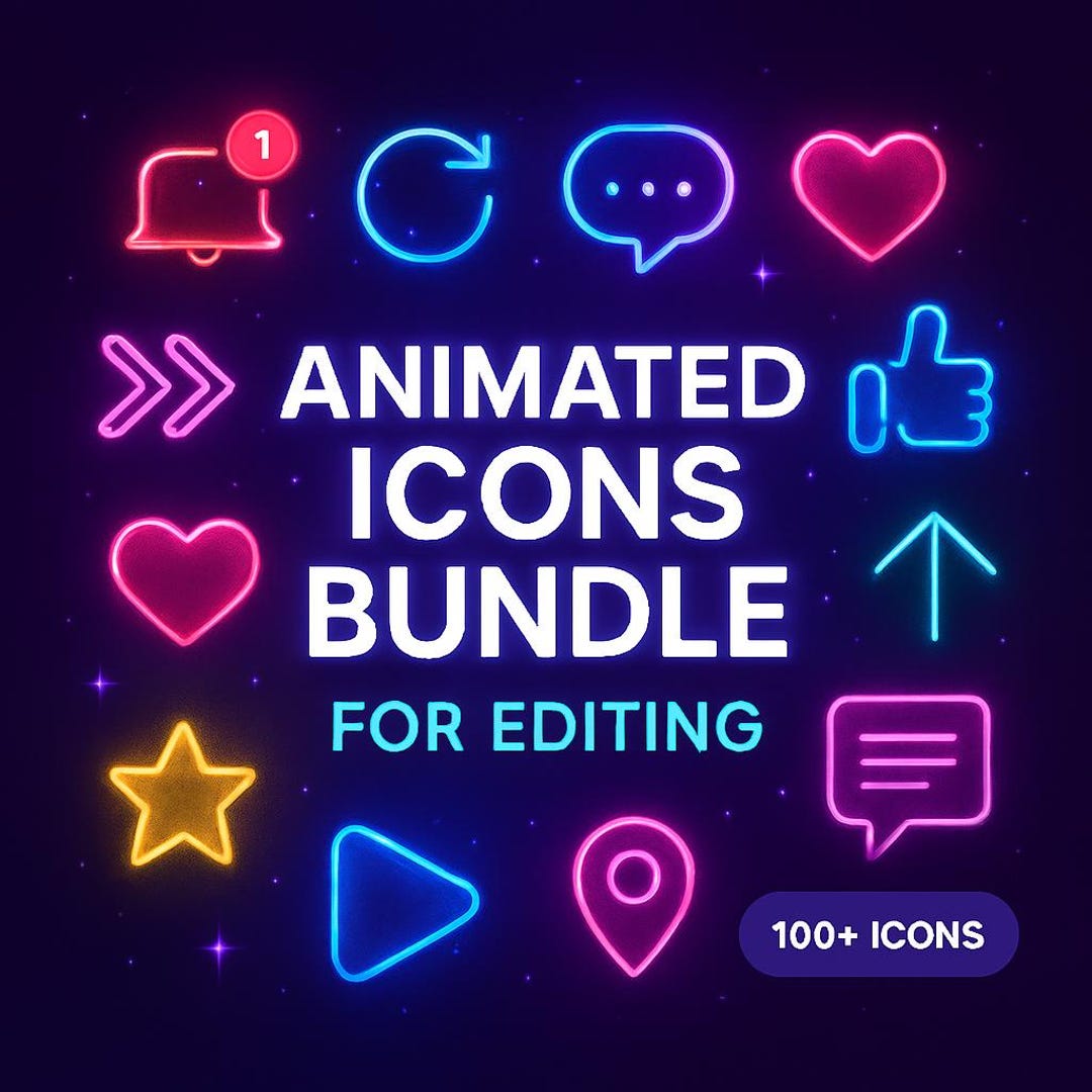 Animated Icons Bundle for Editing, Motion Icons Pack, Social Media ...