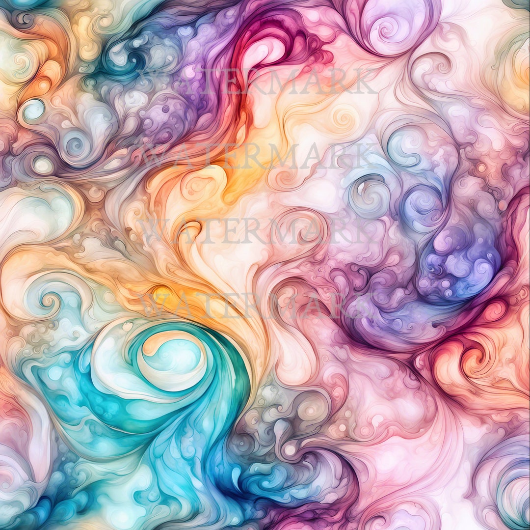 Set of 4 Digital Instant Downloads of Multi-color Swirl Patterns, Sold ...