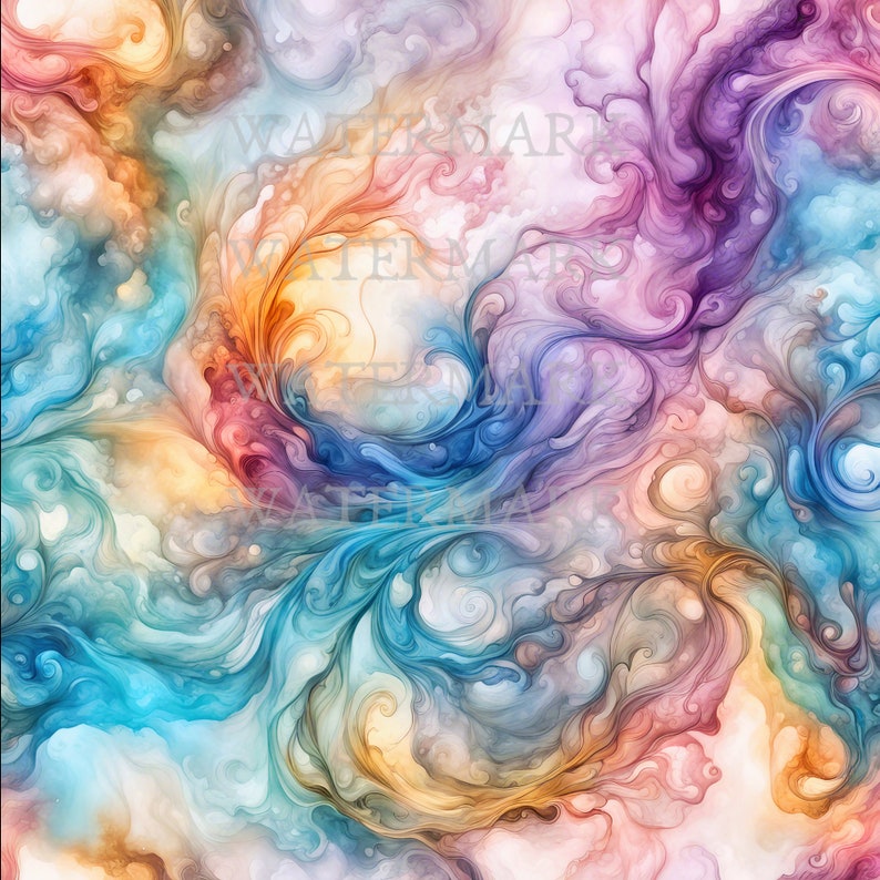 Set of 4 Digital Download Multicolor Swirls Local Seller - Etsy