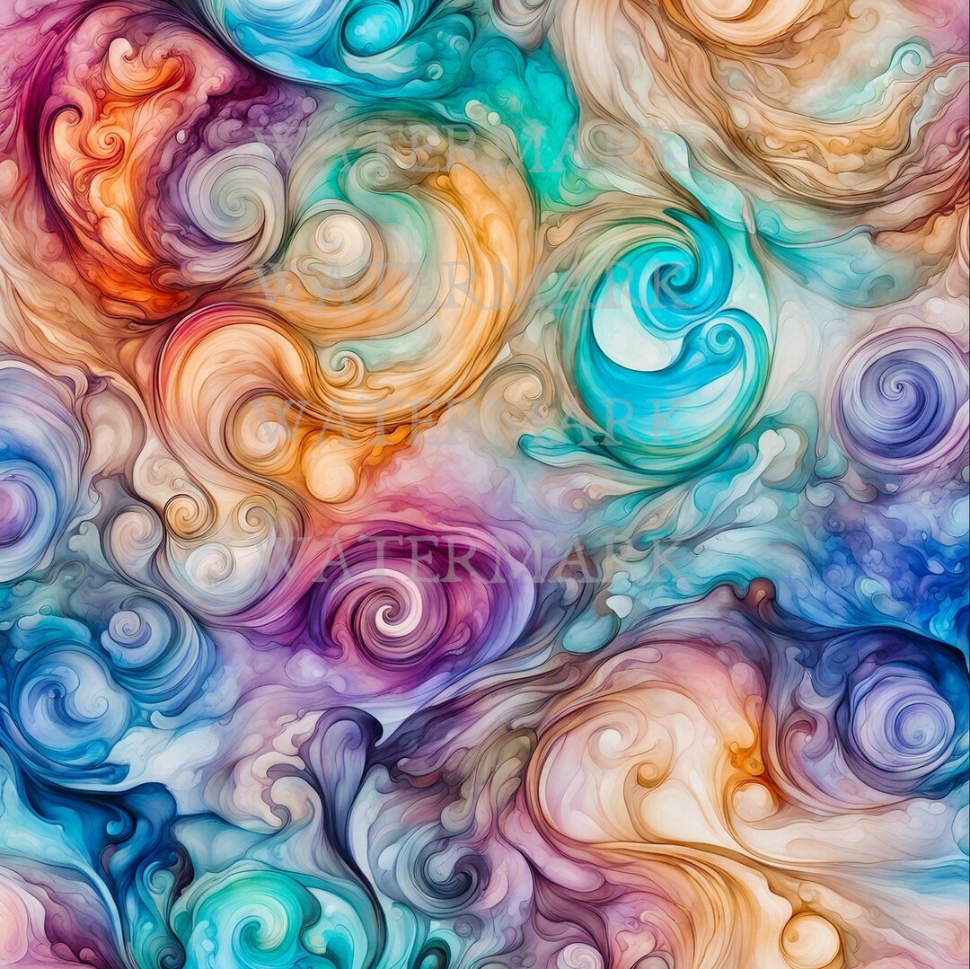 Set of 4 Digital Download Multicolor Swirls Local Seller - Etsy