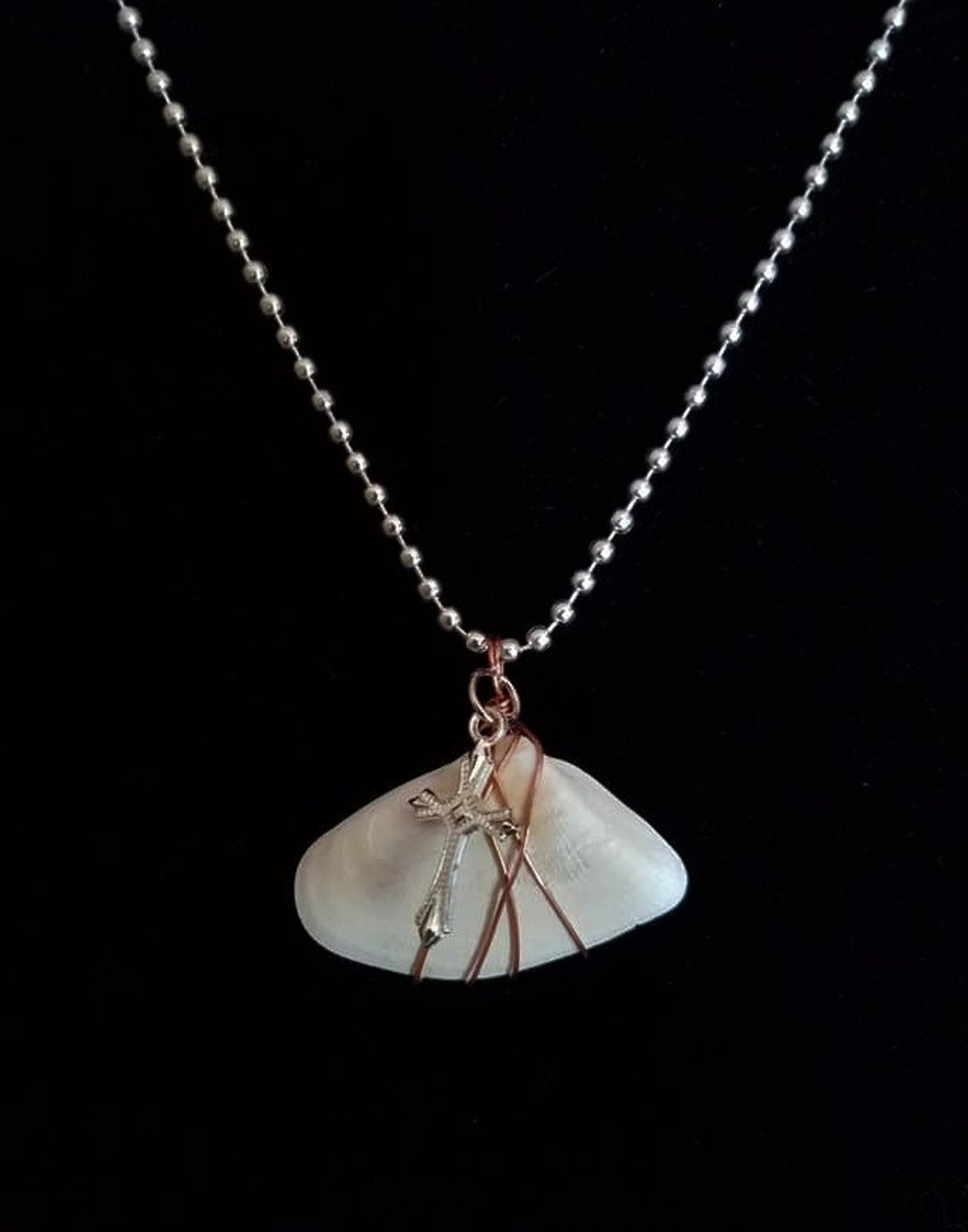 Sea Shell Necklace With Cross - Etsy