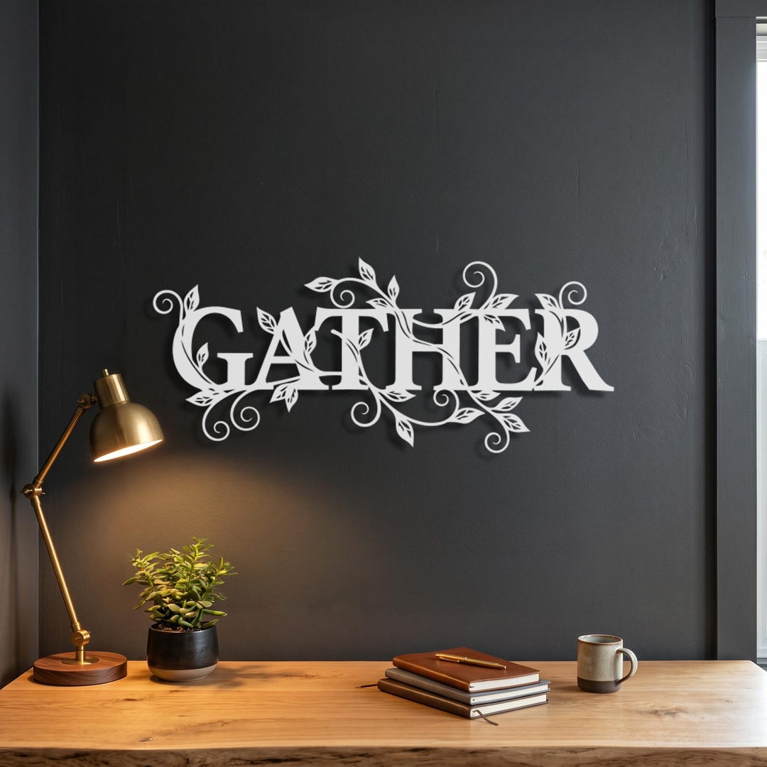 Gather Wall Art, Farmhouse Word Sign, Kitchen Metal Wall Decor, Rustic ...