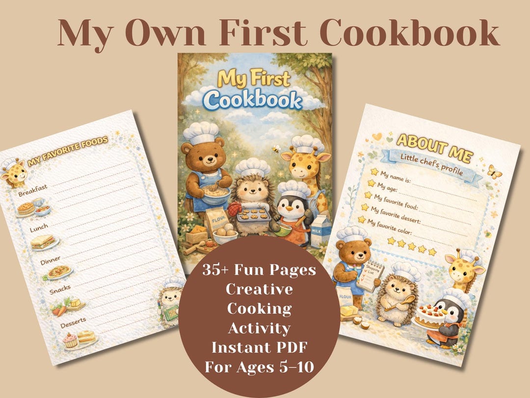 Kids Printable Cookbook for Ages 5-10 | Little Chef Recipe Journal ...